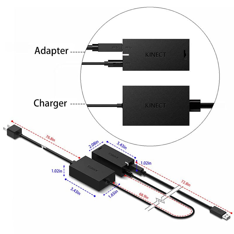 The perseids Kinect Adapter for Xbox One, Xbox One Power Supply Brick, AC Adapter Replacement Charger Power Cord Cable (Black)