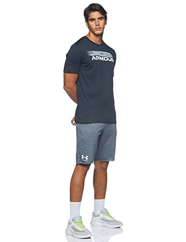 Under Armour Mens Rival Terry Shorts , Pitch Gray Full Heather (012)/Onyx White , Large