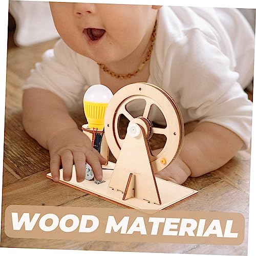 SOLUSTRE 1 Set Hand Generator Hand Crank Electricity Generator Science Projects Wooden Building Kits Generator Science kit DIY Model Generator Portable Generator Dynamo Suite Power kit