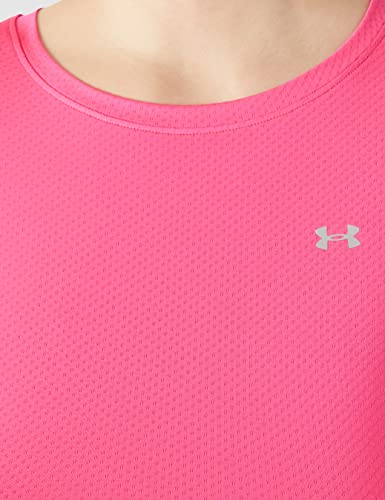 Under Armour Womens HeatGear Armour Short-Sleeve T-Shirt , Beta Tint (658)/Metallic Silver , Large