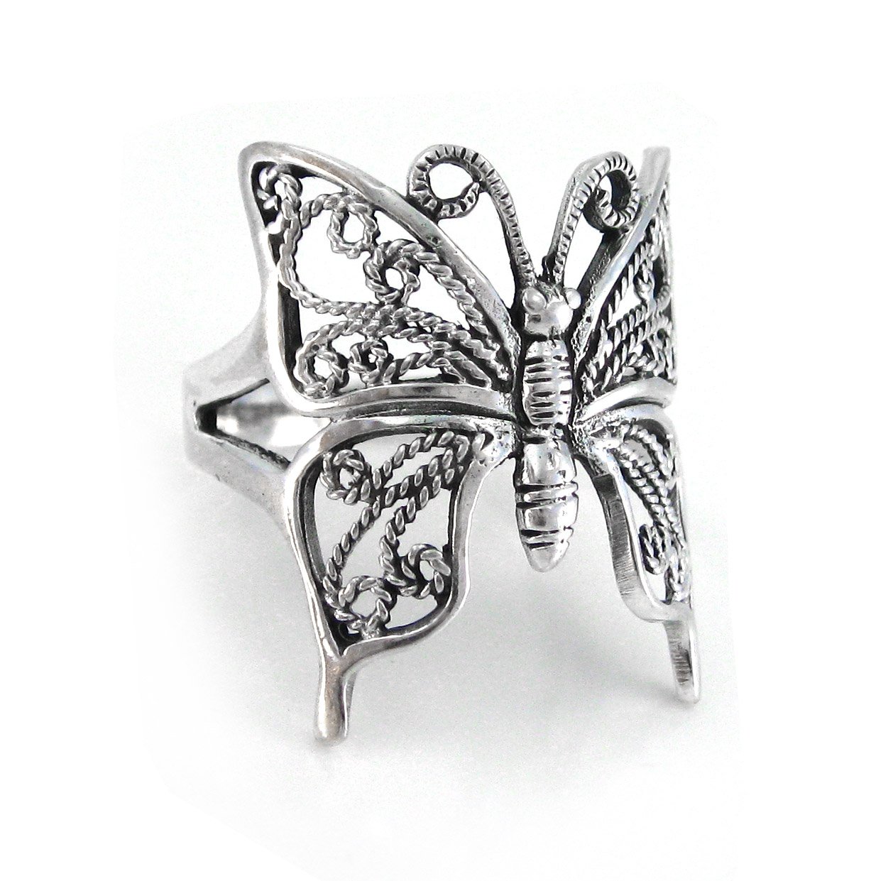 Sterling Silver Filigree Butterfly Ring, Size 6
