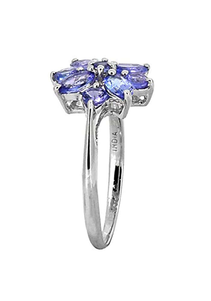 YoTreasure Tanzanite .925 Sterling Silver Flower Cluster Ring