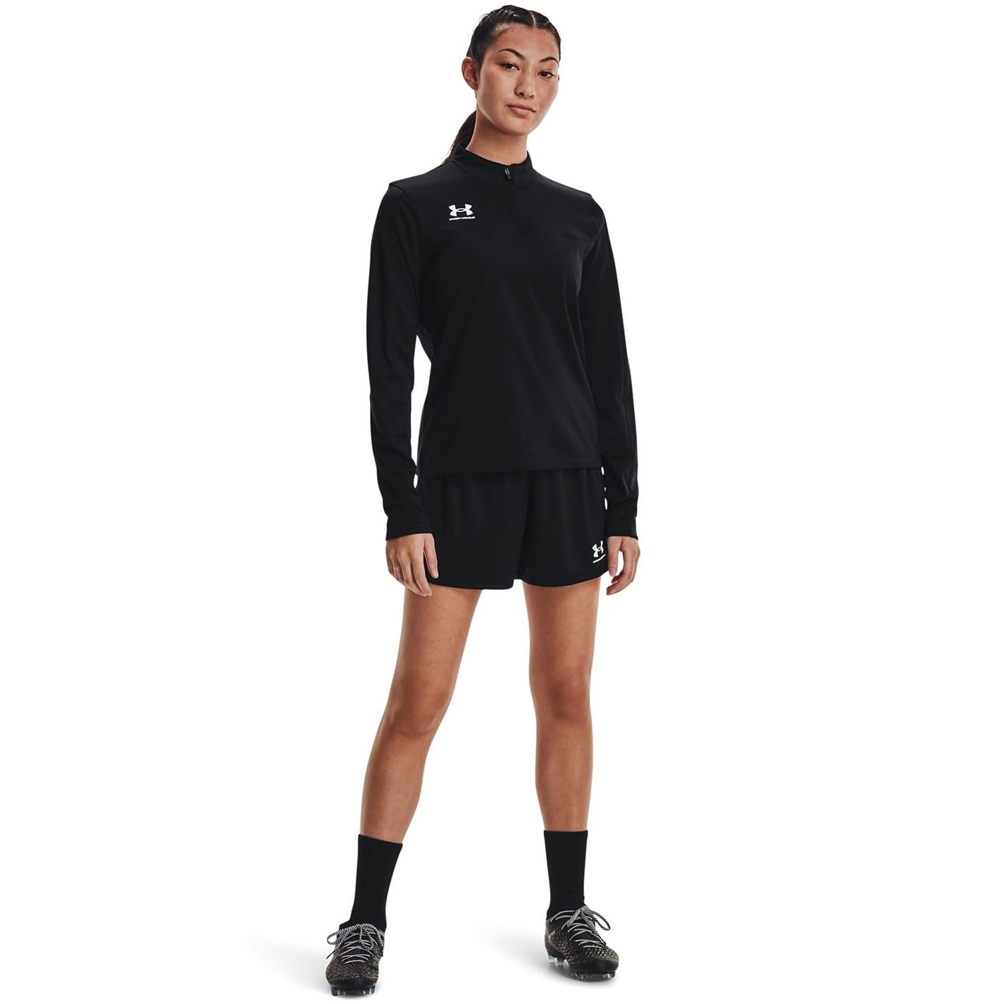 Under Armour Women's Challenger Knit Shorts, Black (001)/White, Medium