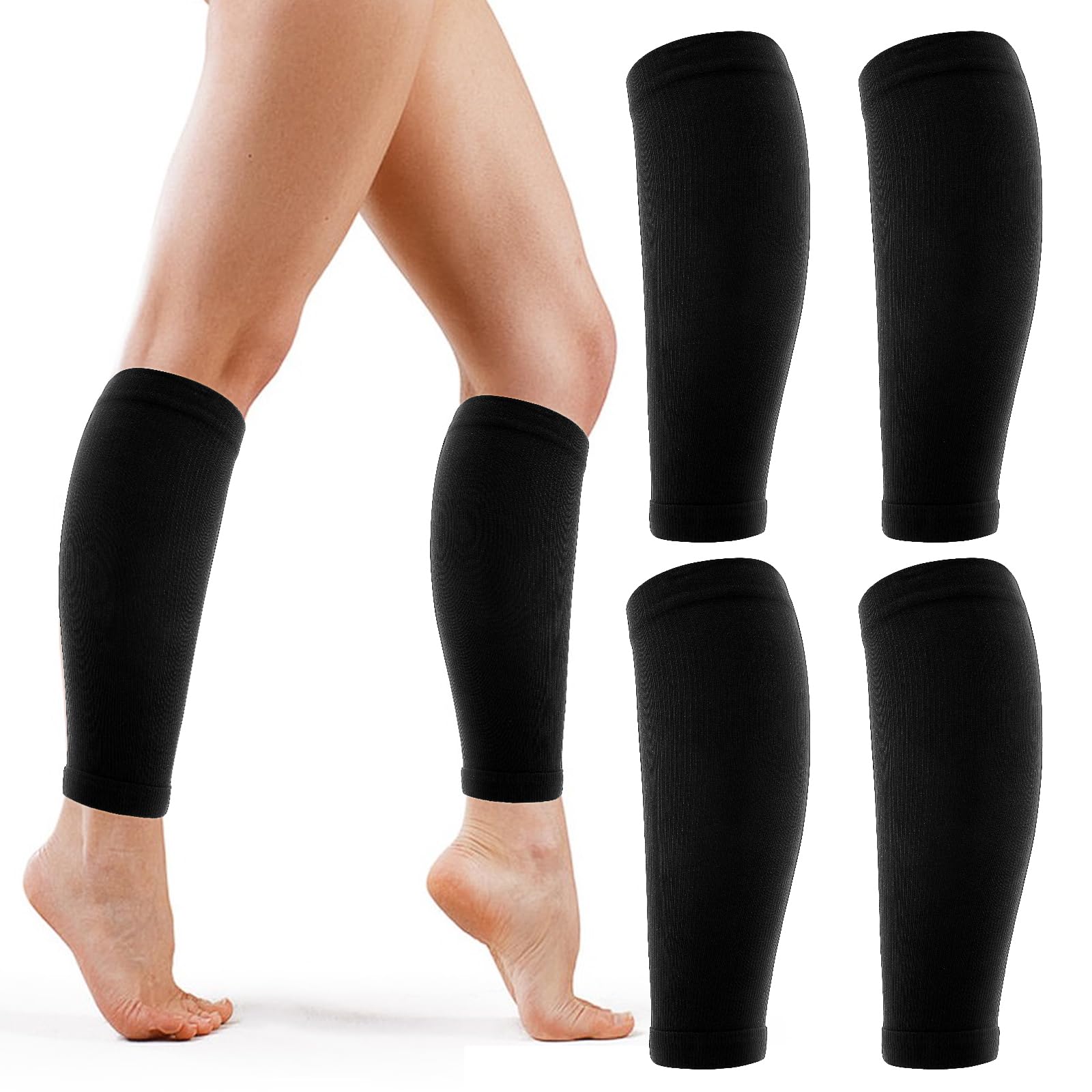 WLLHYF 2 Pair Calf Compression Sleeve Running Leg Compression Sock Calf and Shin Support Footless Compression Socks Relieve Calf Pain for Men Women Youth Running Cycling Walking
