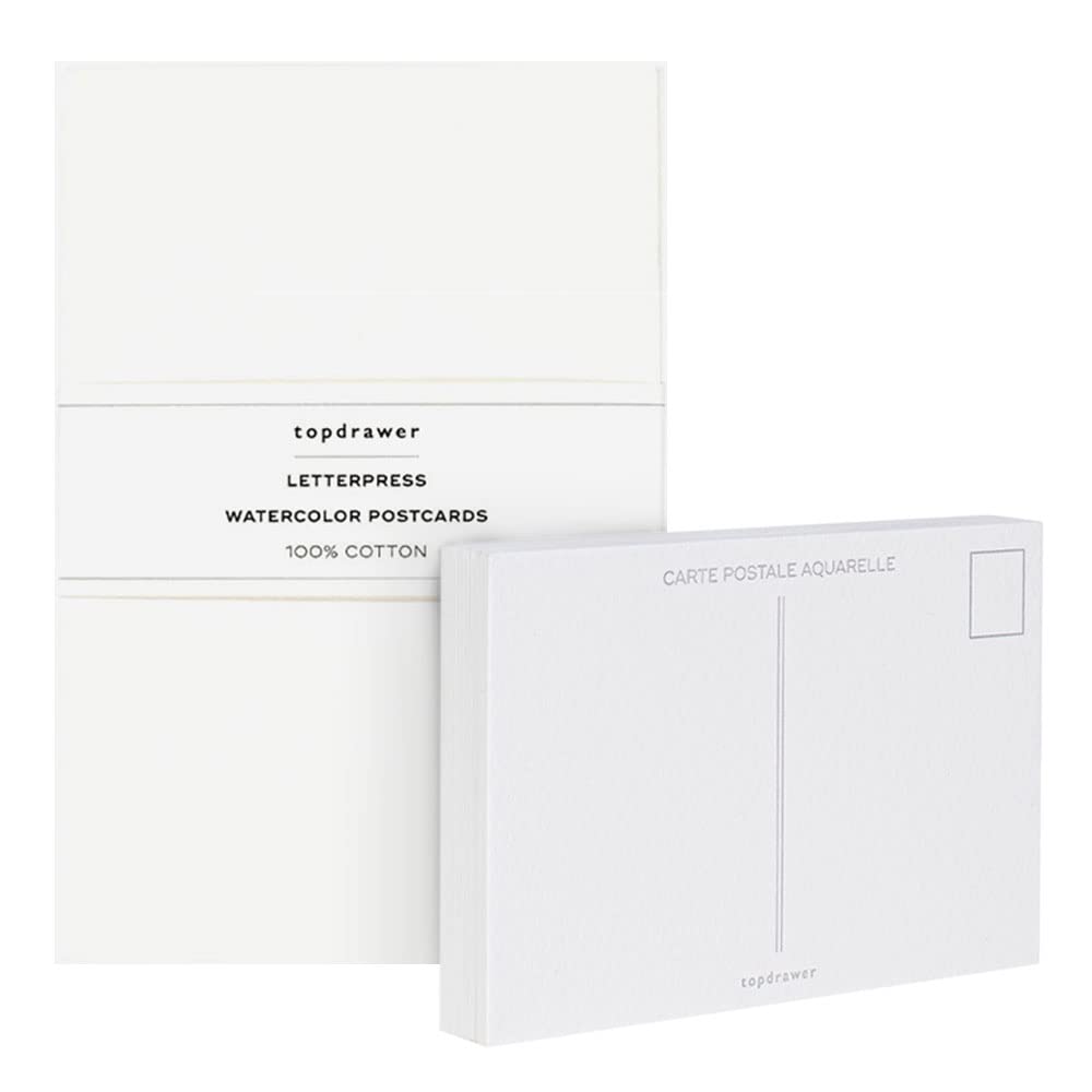 Topdrawer 100% Cotton 4x6 Blank Watercolor Postcards, 300lb/640gsm Cold Press, 15 Pack