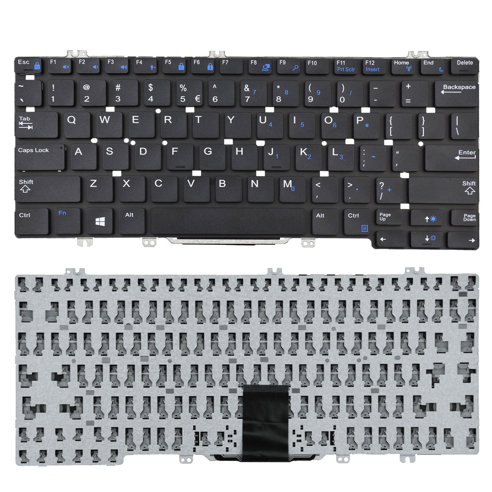 SUNMALL Replacement Keyboard Compatible with Dell Latitude 5280 5288 5289 5290 7280 7290 7380 7389 7390 E5280 E5288 E5289 Layout P/N: PK131S51B00 V160325BS No Frame Black US Layout
