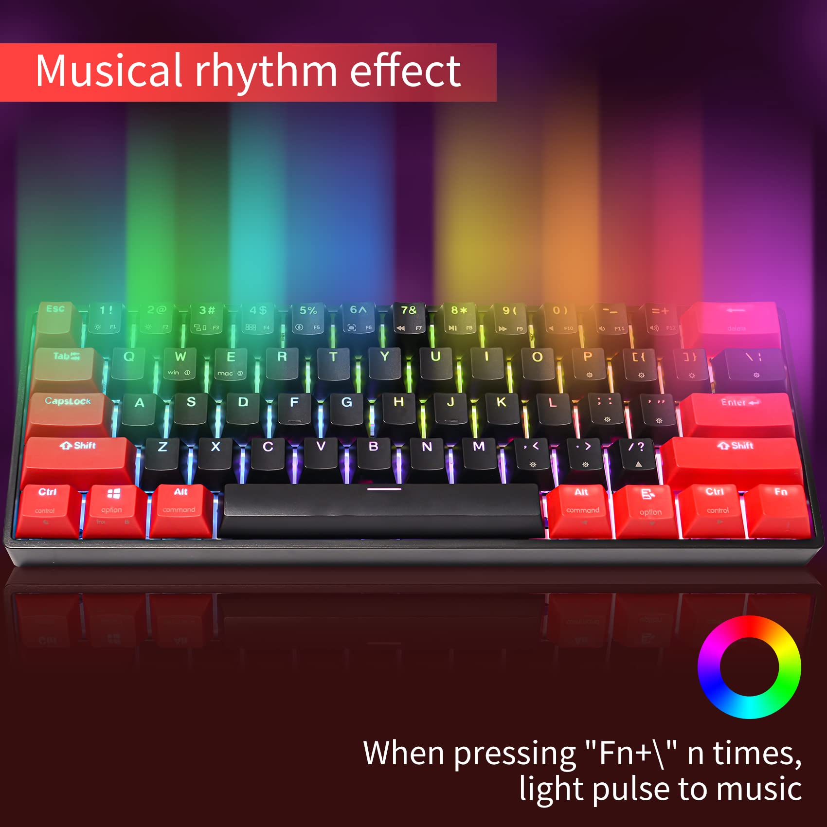 Ussixchare GK61 60 Percent Gaming Keyboard Mechanical RGB Programmable with Wired Hot Swappable Gateron Optical Yellow Switch for PC/Win/PS4/Xbox