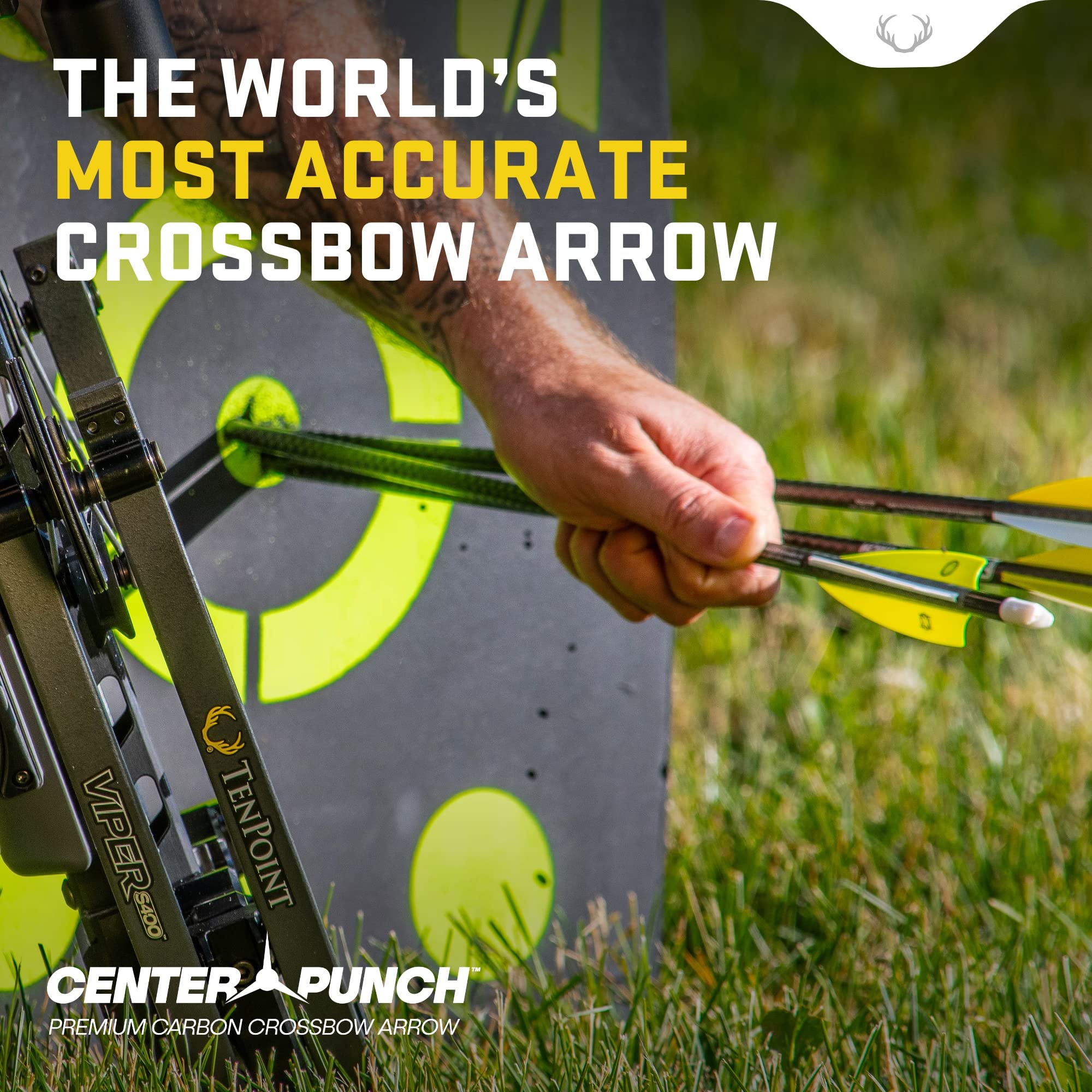 TenPoint EVO-X Non-Lighted CenterPunch - 20" Carbon Crossbow Arrows, Pack of 6 - with Alpha-Nock HP & HP Aluminum Bushing