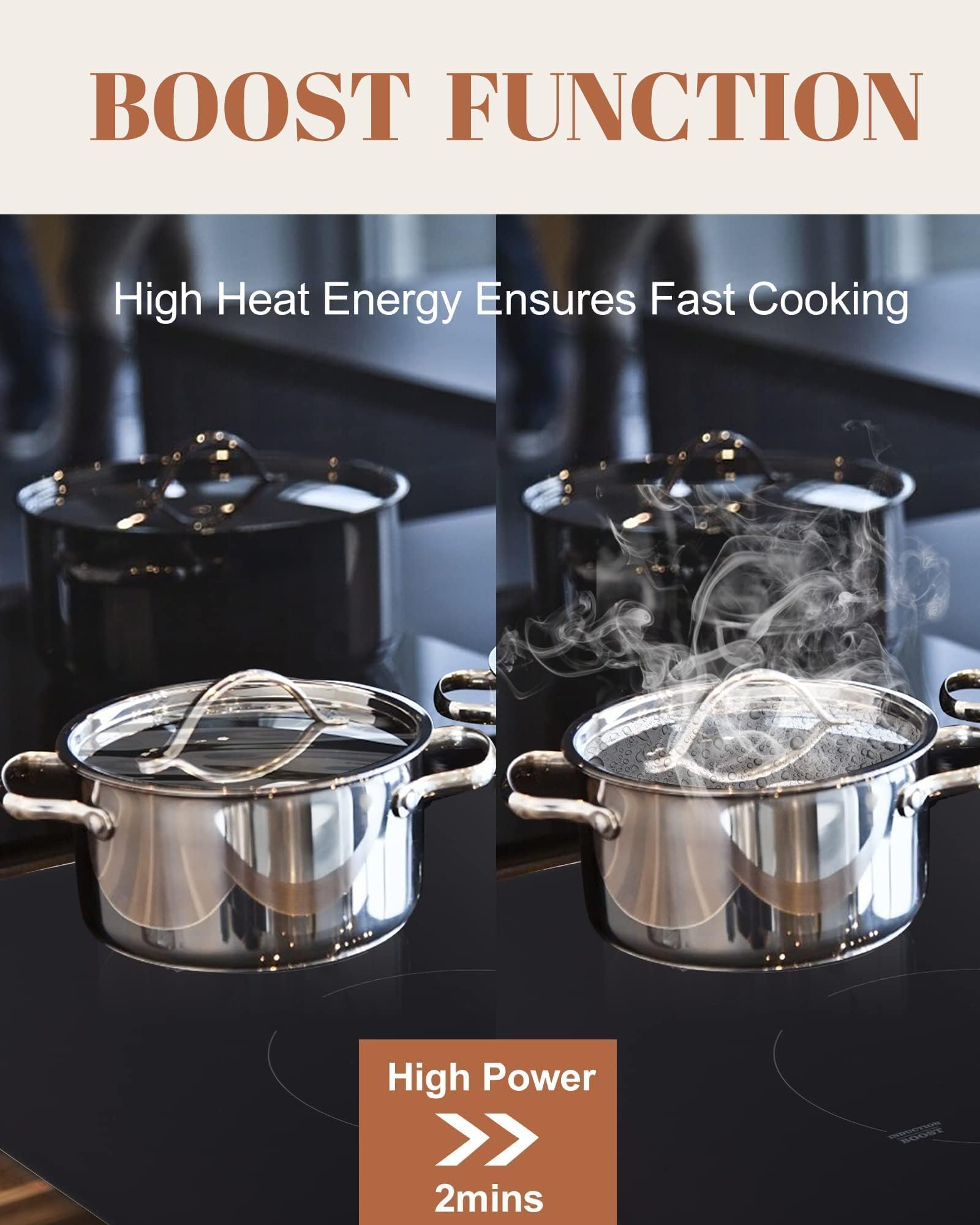Weceleh Induction Cooktop 30 Inch with 4 Burner, Built-in Induction Stove Top 220-240V, Electric Stove Top with Boost Function, Timer & Kid Safety Lock, 9 Power Levels,7000W,(NO PLUG)