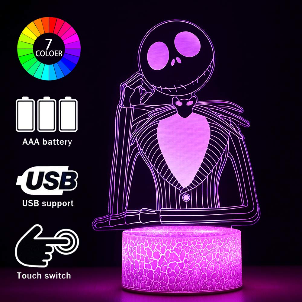 SJIAHEE Halloween Town Pumpkin King 3D Illusion Night Light Gifts, Control Halloween Decor for Kids Bedroom, Creative Lighting for Kids