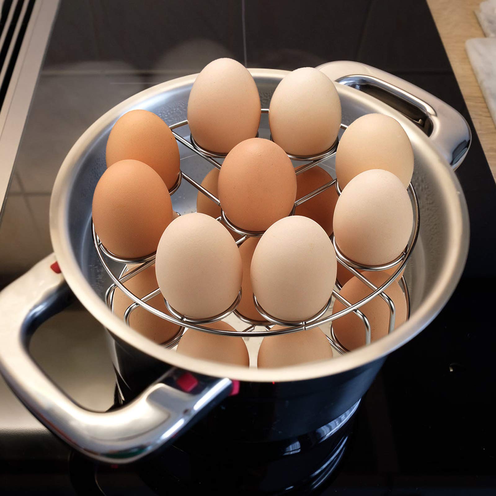 TOMOTE Egg Steamer Rack Trivet for Instant Pot Accessories 5 Qt, 6 Qt, 8 Qt Pressure Cooker - 2 Pack Stackable 304 Stainless steel Multipurpose Cooling Rack (2 Pack)