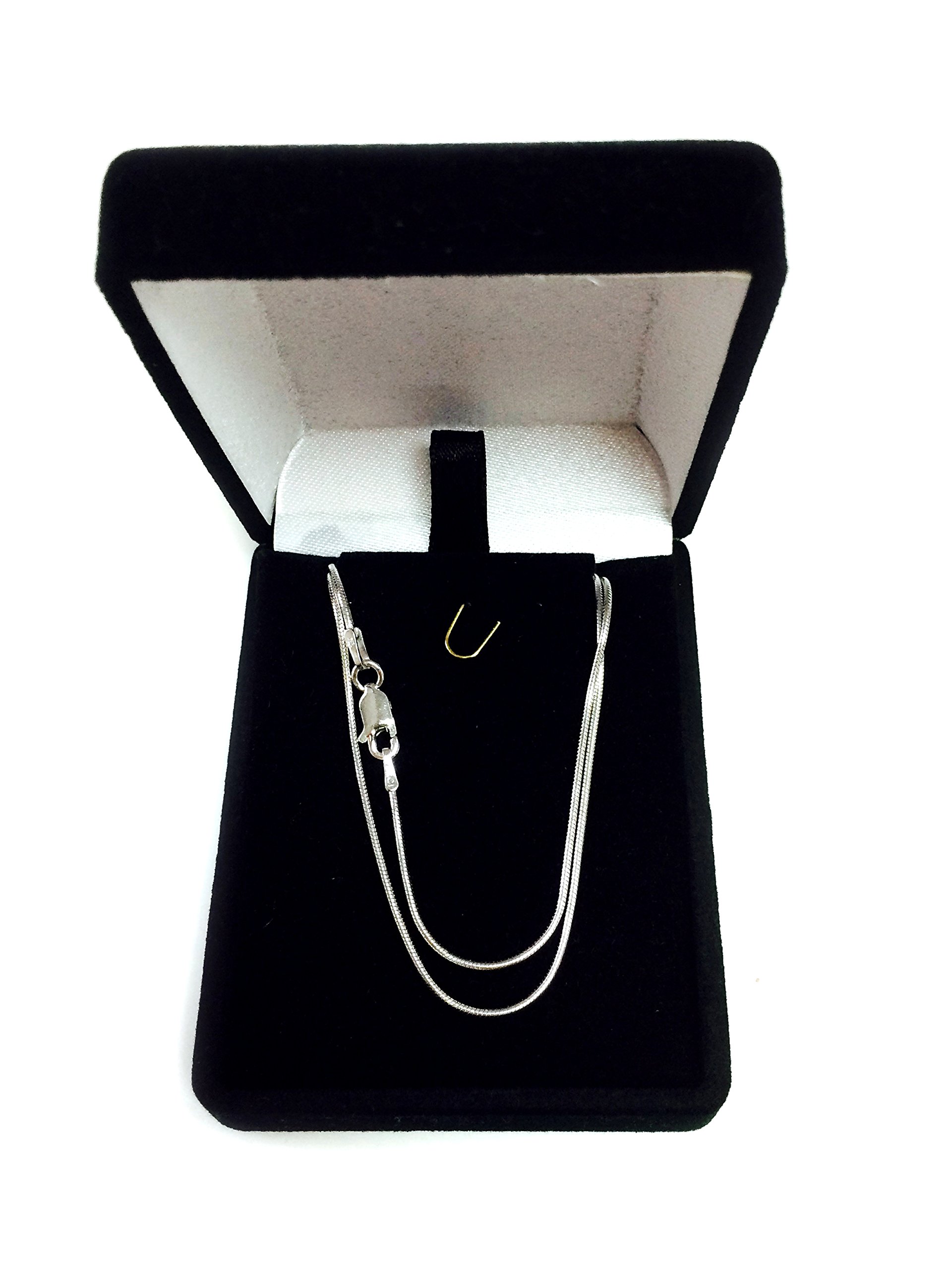 Sterling Silver Rhodium Plated Round Snake Chain Necklace, 1.1mm, 16"