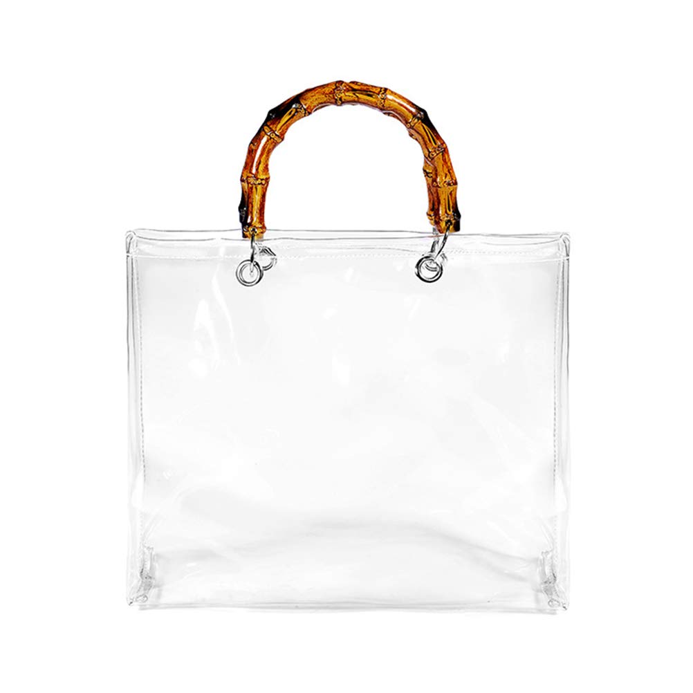 TENDYCOCO Top Handle Satchel Transparent Clutch Clear 2 in 1 Handbag PVC for Women