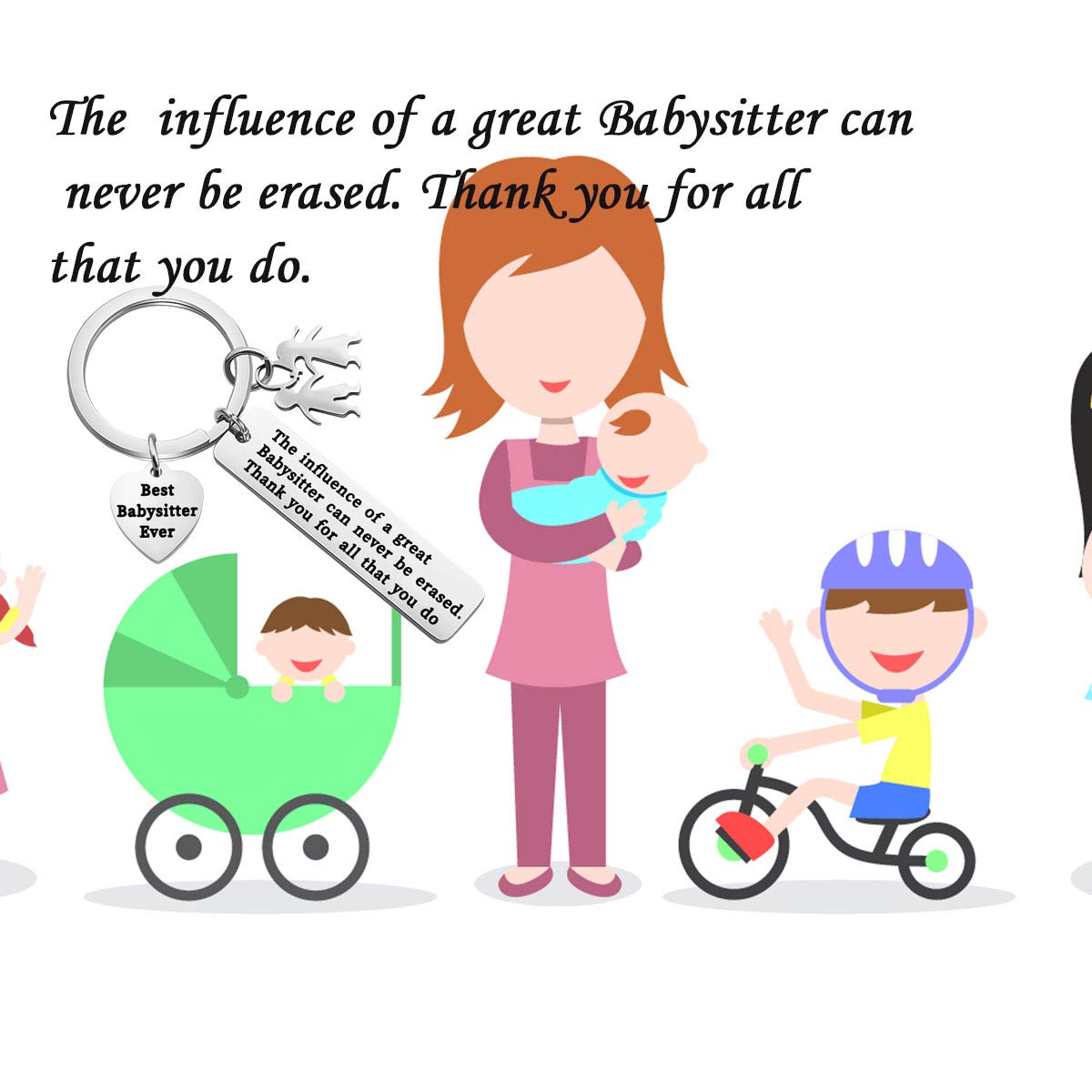 TGBJE Babysitter Gift Thank You For All That You Do Keychain Best Babysitter Ever Gift Appreciation Gift Nanny Gift (Babysitter Keychain)