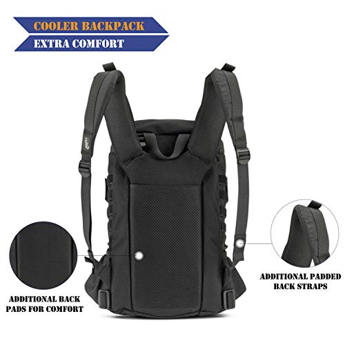 YUNIC Cooler Backpack 26L Insulated Lightweight Tactical Assault Pack Water and Tear Resistant Large Capacity for Daily and Outdoor Activities (Black)