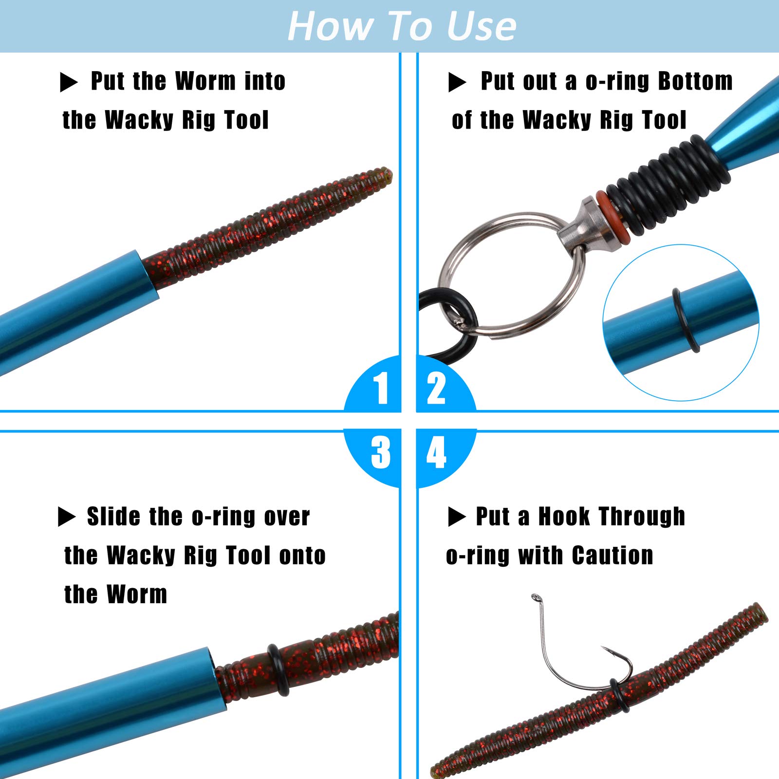Wacky Rig Worm Hooks Fishing Tool Kit β Wacky Worms, Wacky O-Rings, Wacky Rig Tool, Wacky Weedless Hooks Soft Stick Bait Fishing Lures Hooks Kit