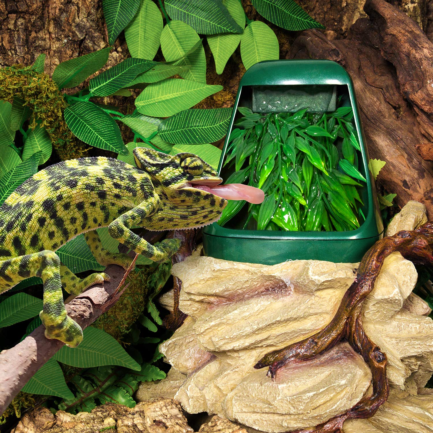 WACOOL Automatic Reptile Dripper, Reptile Drinking Fountain Water Dispenser for Chameleon Iguana Crested Gecko Lizard Amphibians