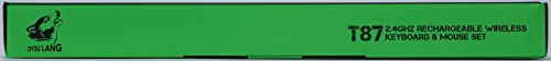 Wireless Gaming Keyboard Mouse and Wrist Rest Set with 87 Key Rainbow Backlight Rechargeable 3800mAh Battery Mechanical Feel Anti-ghosting Ergonomic Waterproof Mute Mice for PC Mac Gamer (Black Mix)