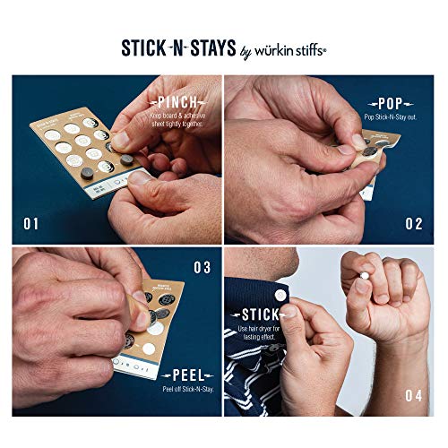 Würkin Stiffs Stick-N-Stays Magnetic Collar Stays Includes (10) Magnetic Adhesive Polo Stays and (2) Power Button Magnets | Gift for Men | As Seen on Shark Tank