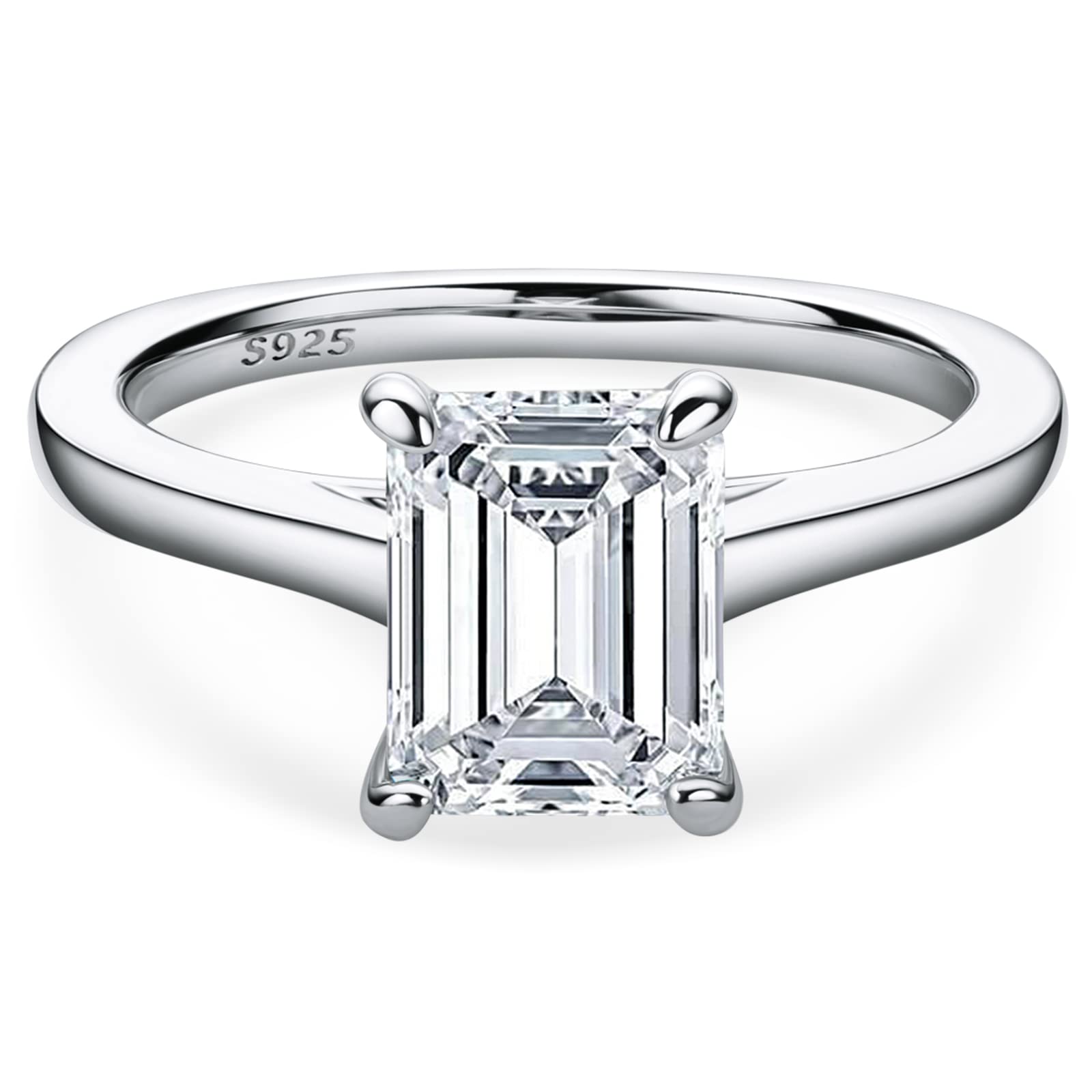 YUNKAI Engagement Ring for Women, 925 Sterling Silver Cubic Zirconia Wedding Ring Christmas Gift Mothers Day