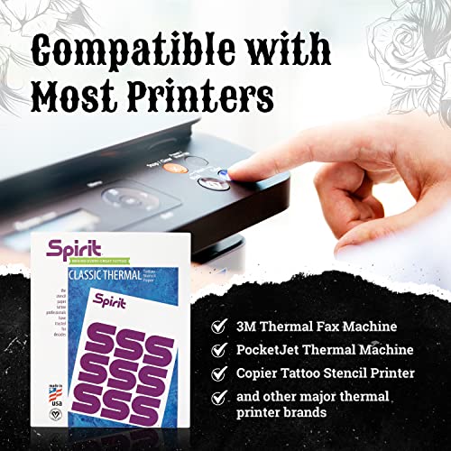 Spirit Tattoo Transfer Paper - A4-Size Stencil Paper for Tattooing - Certified Vegan and Easy Transfer Tattooing Transfer Paper with Vegetable Wax and High-Visibility Purple Dye (100 Count)