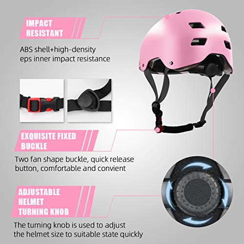 Skateboard Bike Helmet with Two Removable Liners Adjustable Ventilation for Multi-Sport Scooter Roller Skate Inline Skating,3 Sizes for Kids,Youth,Adult