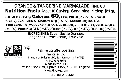 Tiptree Double One Orange & Tangerine Marmalade, 12 Ounce Jar