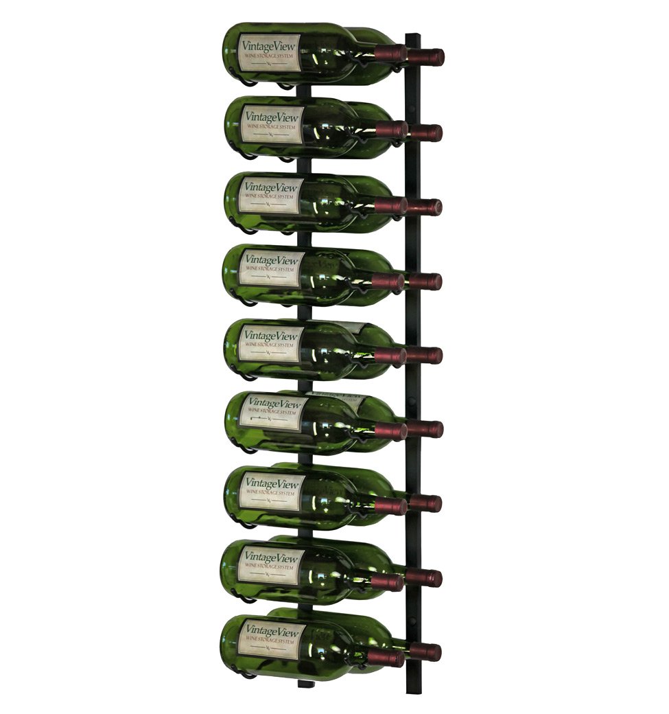 VintageView W Series – 18 Bottle Wall Mounted Wine Rack for Magnum and Champagne (Satin Black) Stylish Modern Wine Storage with Label Forward Design