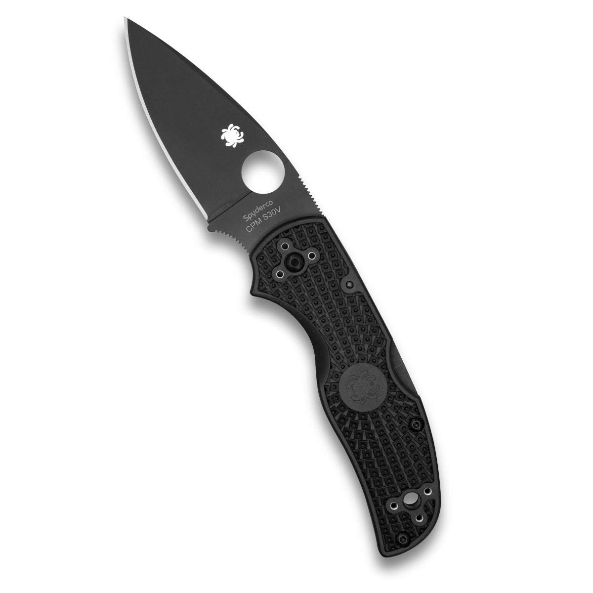 Spyderco Native 5 Signature Knife with 2.95" CPM S30V Black Steel Blade and Black FRN Handle - PlainEdge - C41PBBK5