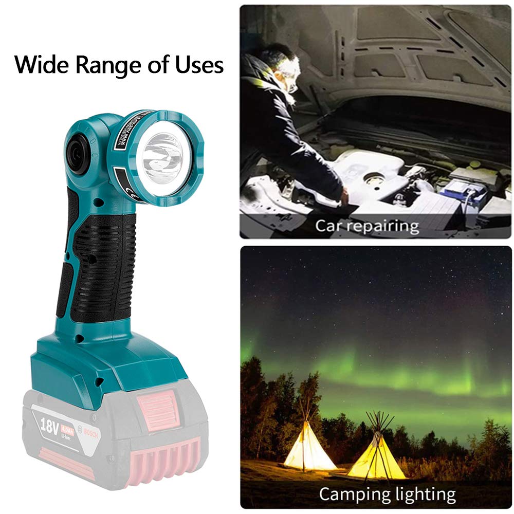 Work Light Rechargeable for Bosch, 3W Pistol Handheld Illumination lamp with USB Interface Suitable for Bosch Battery Pack 14.4V-20V, Suitable for Bosch 18V Lithium Battery BAT609 BAT607 (USA Spot)