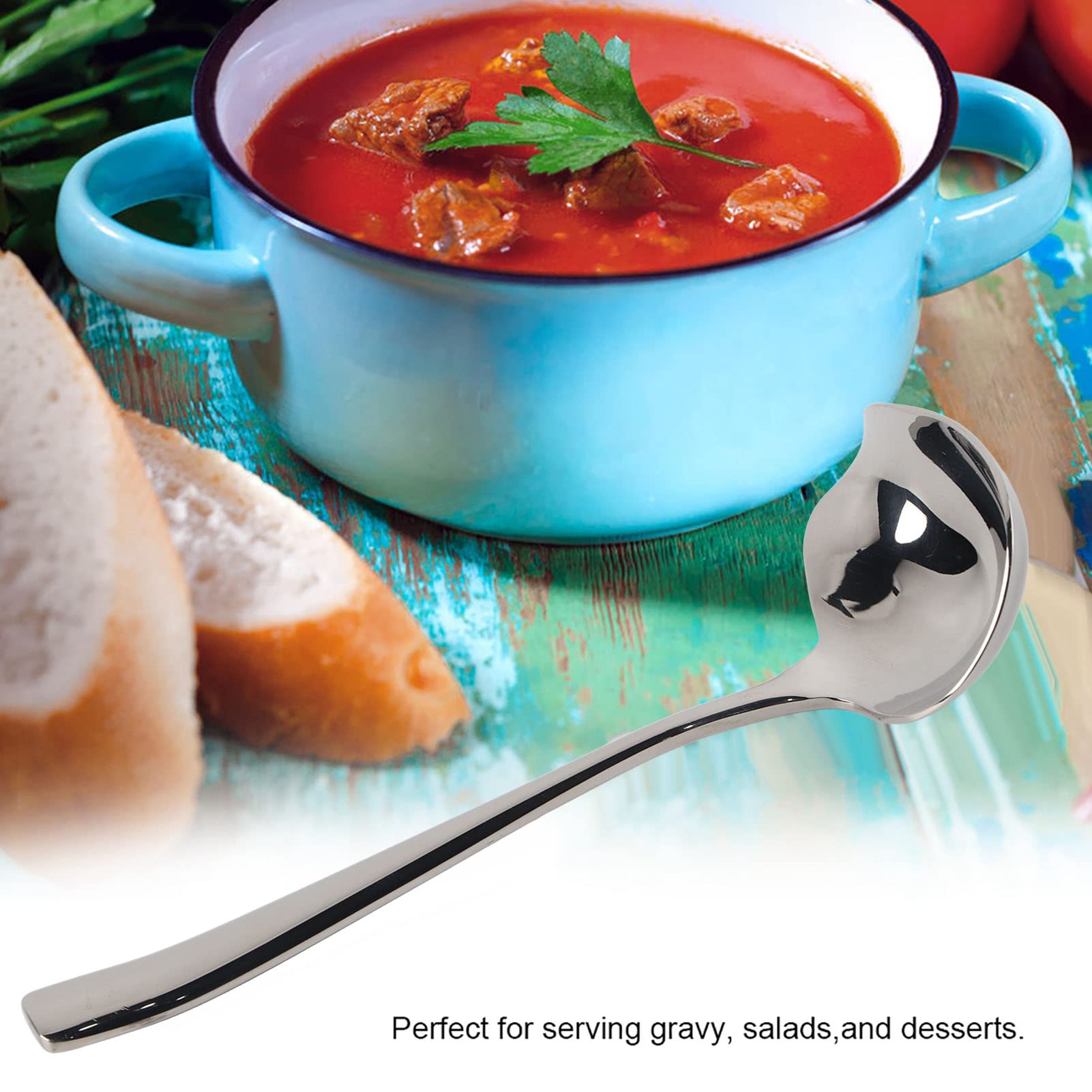 Sauce Ladle, Stainless Steel Sauce Drizzle Spoon with Spout Sugar Spoon Cooking Utensil Tool