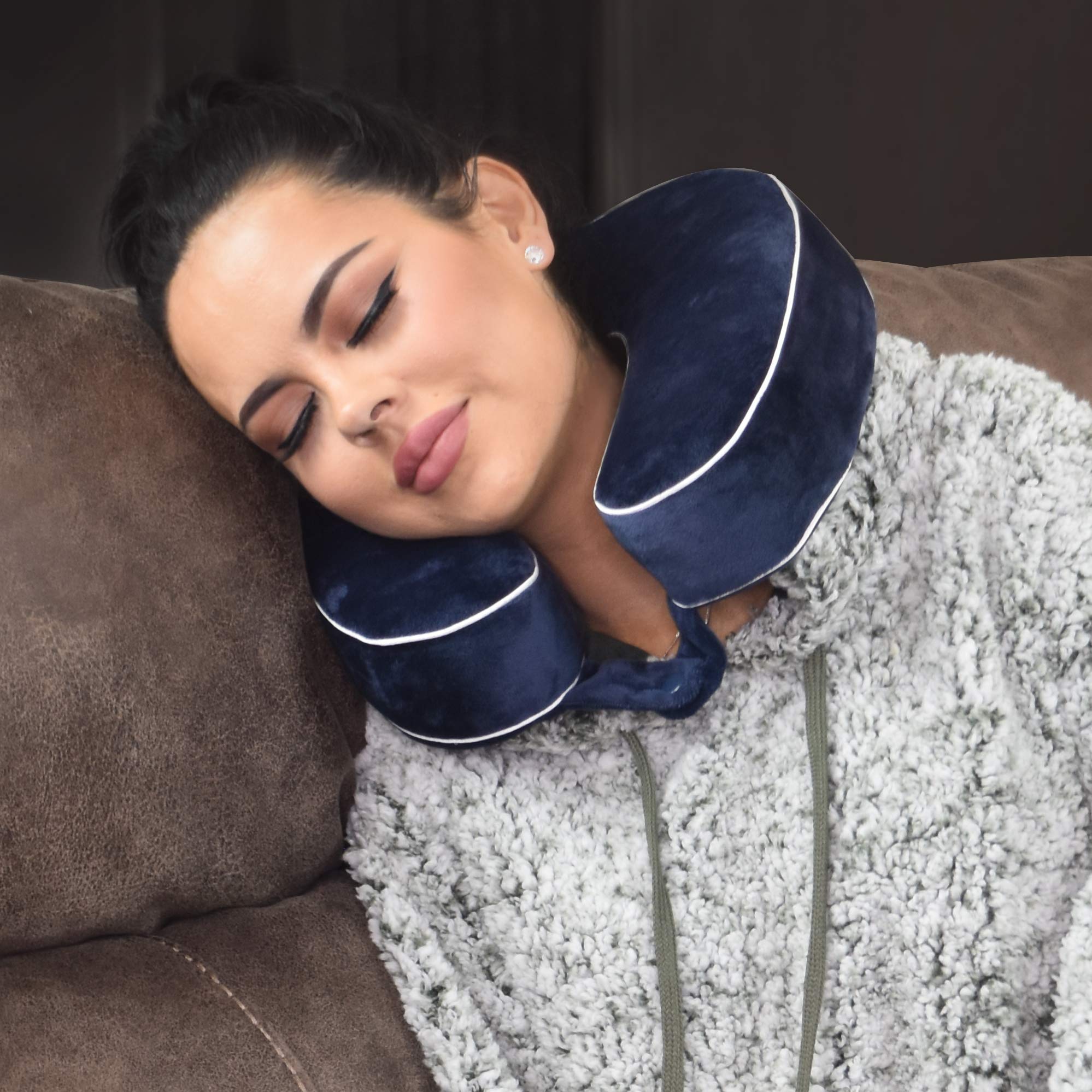 Wolf Essentials Soft Memory Foam Travel Neck Pillow, Compact, Perfect for Plane or Car, Charcoal