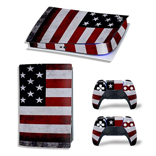 UUShop Skin Sticker Decal Cover for PS5 Digital Edition Console and Controllers American Stars and Stripes