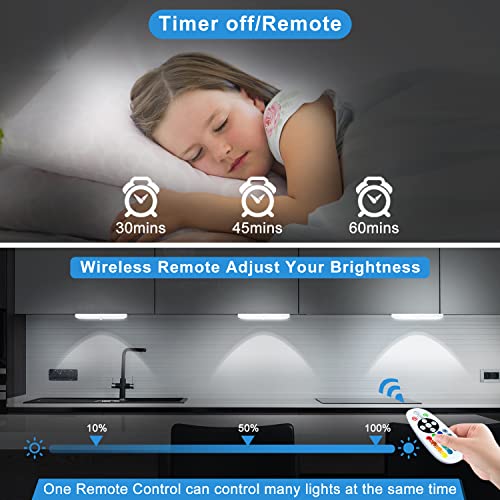 Under Cabinet Lighting Wireless with Remote, 48 LED Rechargeable Under Cabinet Lights, Kitchen Counter Lights Dimmable LED Closet Lights RGB Bar for Shelf, Car, Hallway, 15 Color Changing, 6 Pack