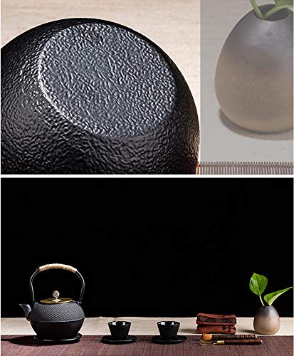 tetsubin Cast iron tea kettle japanese workshop teapot hobnail pattern with Stainless Steel Infuser【20 oz black】