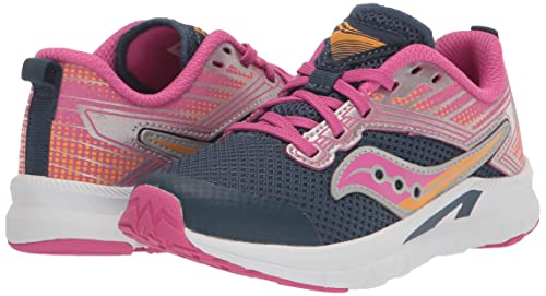 Saucony Axon Sneaker, Navy/Pink, 11.5 Wide US Unisex Big_Kid