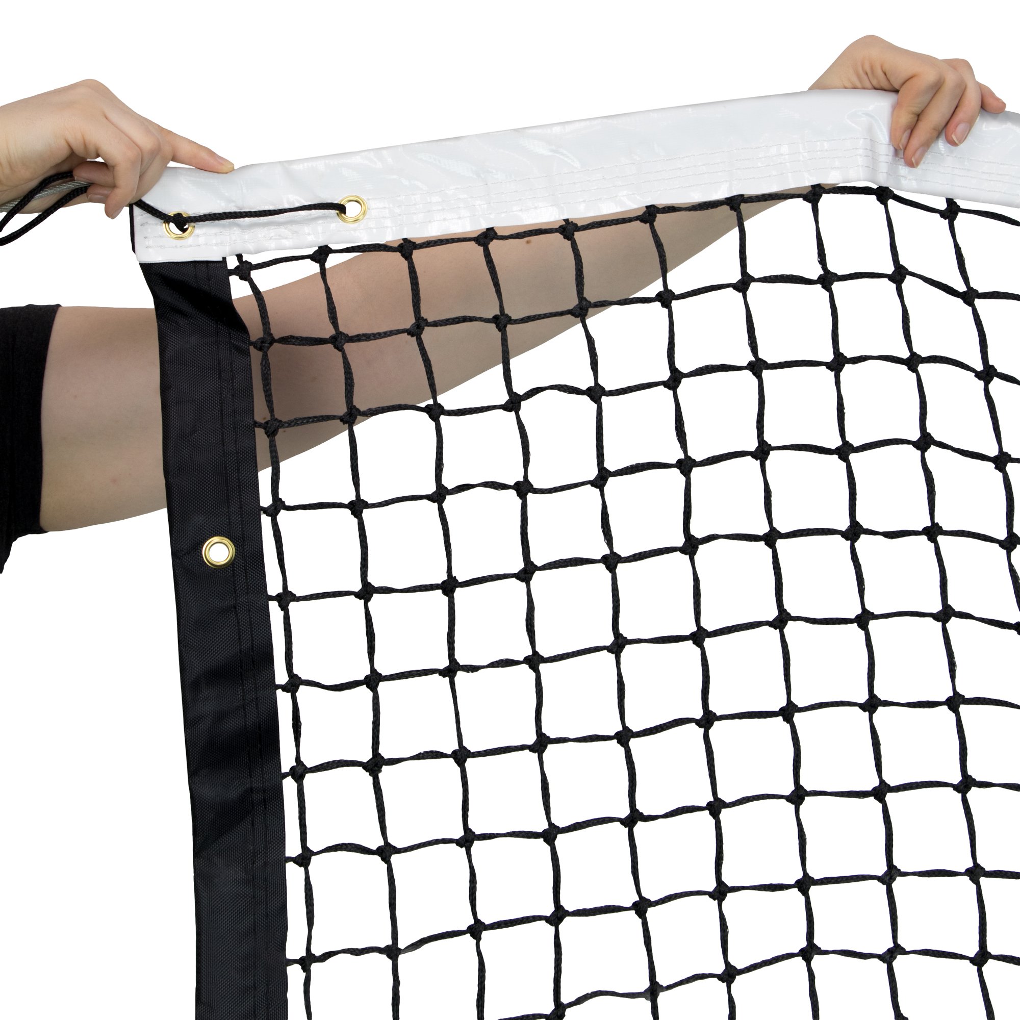 Standard Tennis Net with Winch Cable - 42" Plastic-Coated & Vinyl Netting - Full Size Replacement Sports Equipment for Indoor and Outdoor Tennis Courts - Carrying Bag Included