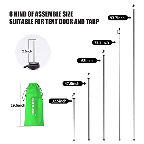 Tarp Poles Adjustable Heavy Duty 90 in Camping Tent Poles for Tarp Portable Telescoping Tent Poles for Awnings Canopy Rain Fly Shelter Set of 2