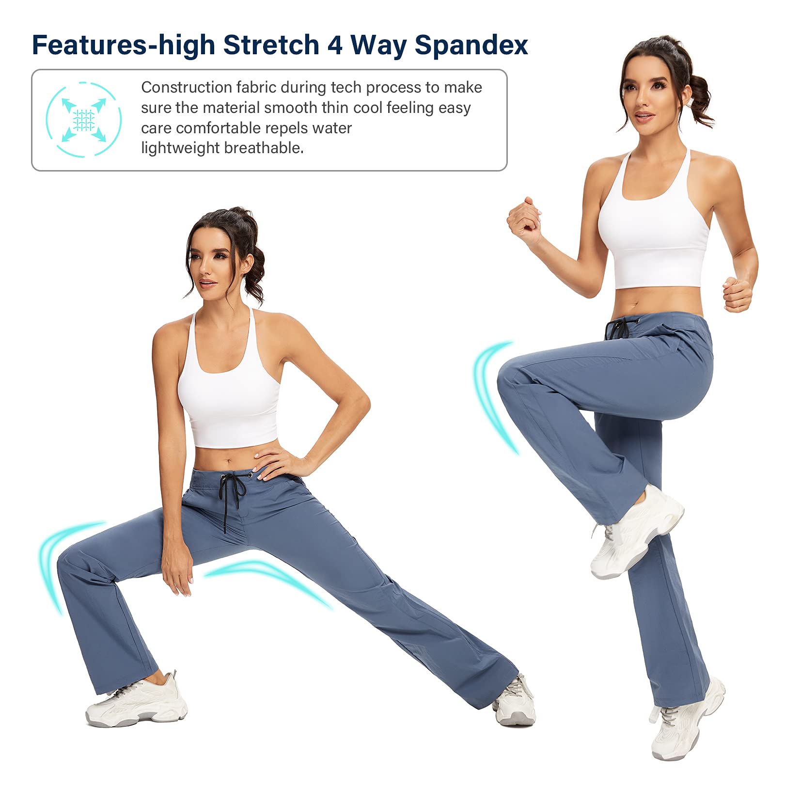 Women's Golf Pants Stretch Lightweight Breathable Quick Dry Anytime Outdoor Boot Cut Casual Work Pant,2064,Blue,US 4