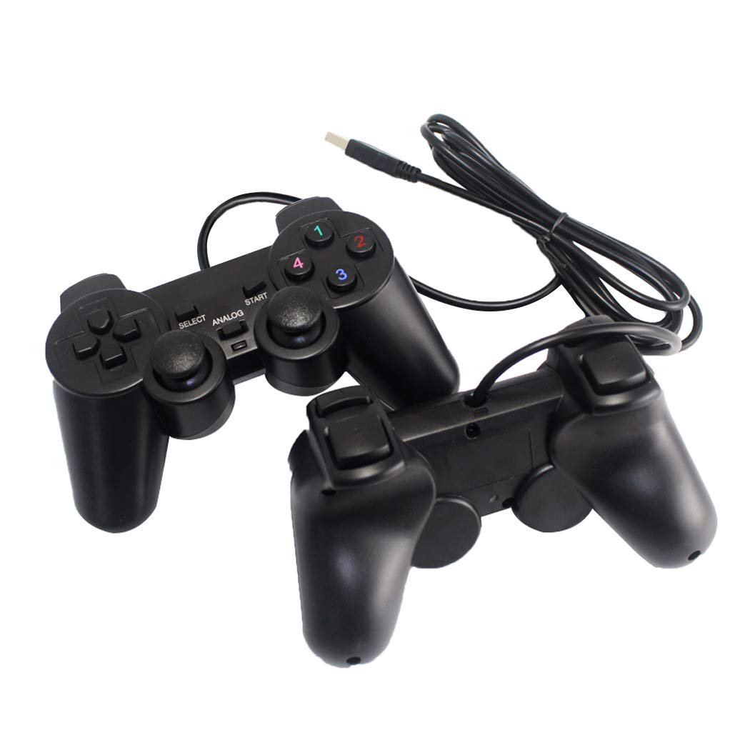 SQDeal 2 Pack USB Joystick Gamepad Gaming Pad Wired Controller with Double Vibration Feedback Motors for PC Computer Laptop Window (Black)
