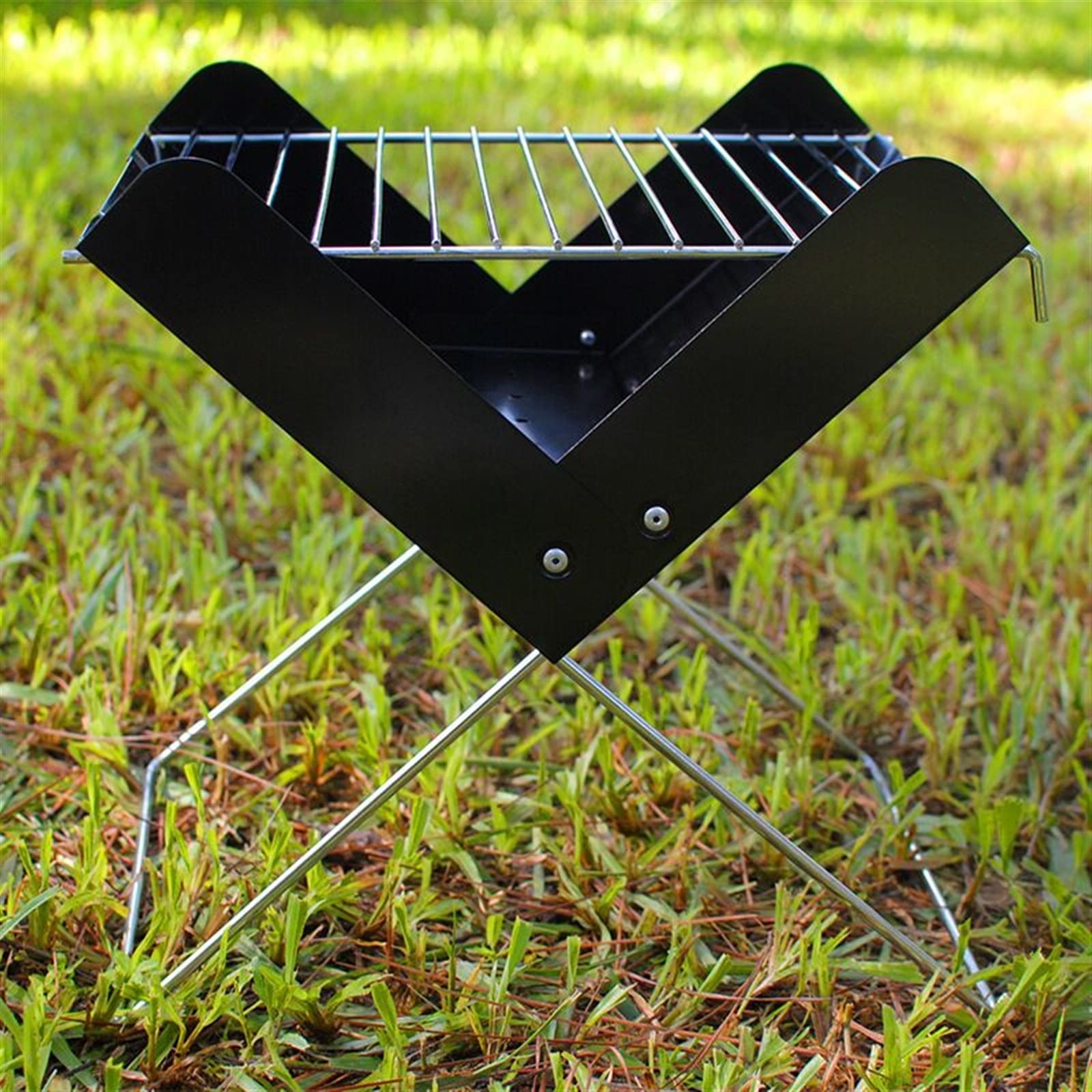 TAMYID Charcoal Grills, Portable Folding Mini Barbecue Grill Outdoor Double Charcoal Grill Camping Cooker BBQ Party Cooking Tools