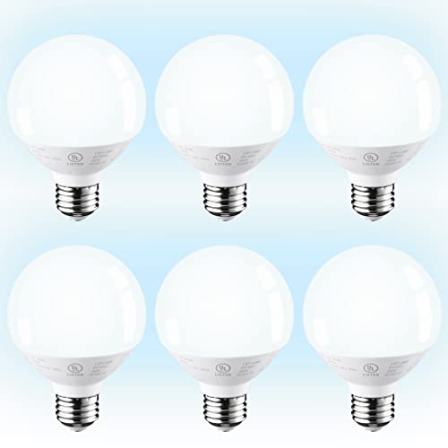 TORCHSTAR G25 LED Globe Bulb, for Bathroom Vanity or Mirror, 40W Equivalent 6W, Dimmable 450 LM Globe LED Light Bulbs, 5000K Daylight, E26 Base, UL & Energy Star Listed, Pack of 6