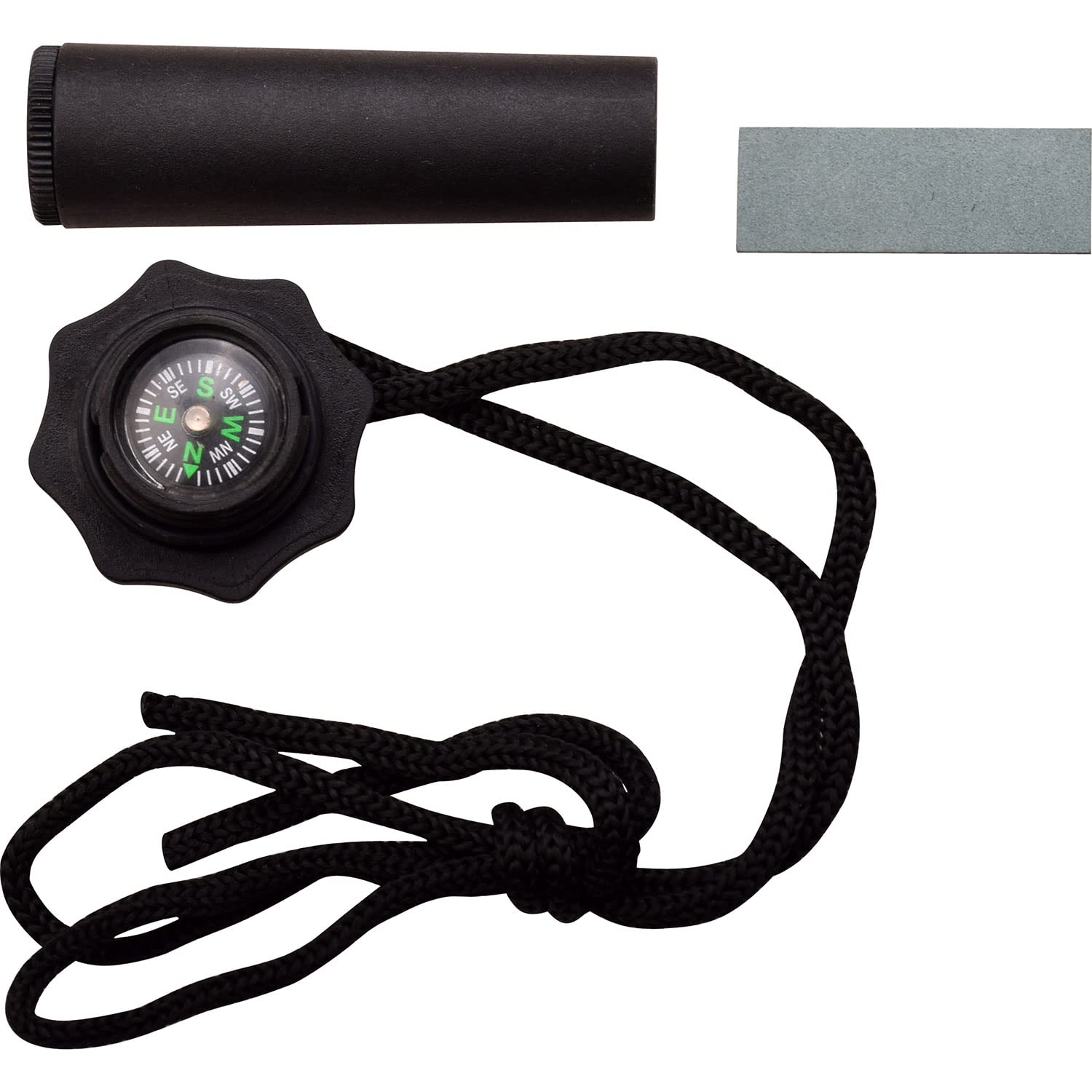Survivor β Fixed Blade Knife β Black Stainless Steel Blade, Black ABS Handle w/ Survival Kit and Compass, Metal Pommel, Nylon Sheath β Prep, Survive, Thrive, Camping, Hunting, Outdoors β HK-793BK