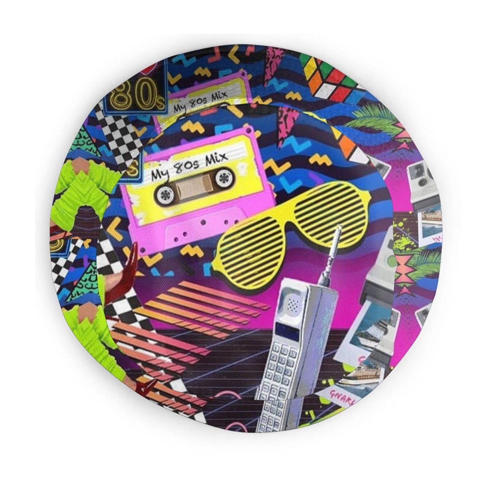 ZREXUO Funny Retro 80s 90s Icons Summer Unisex Print Reversible Bucket Hat
