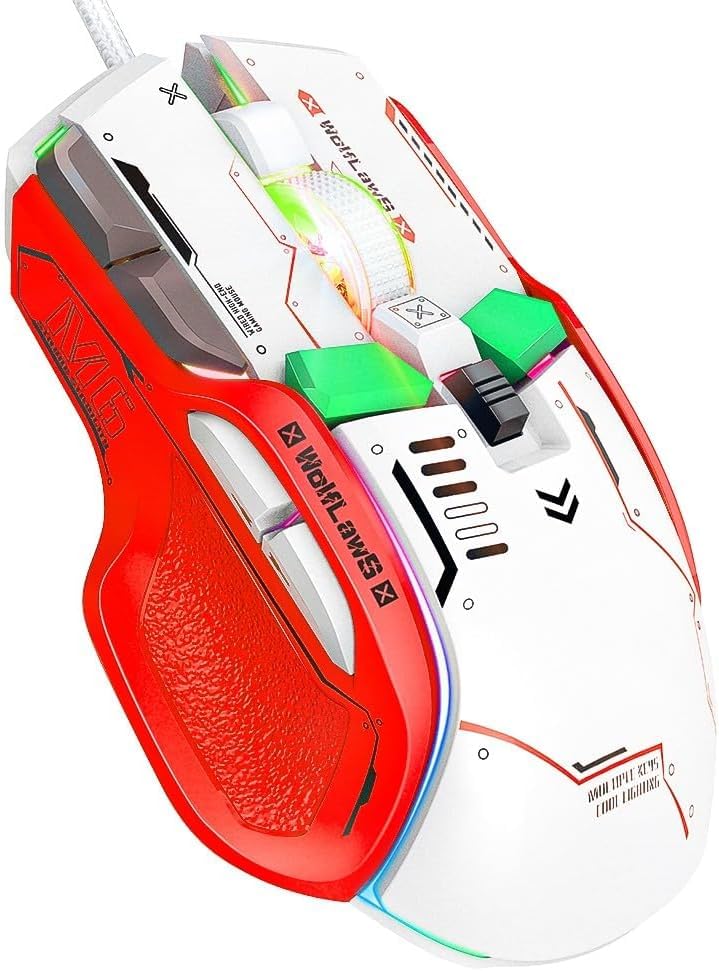 WolfLawS Gaming Mouse, Wired Mouse PC Gaming Mice with 12 RGB Backlit, High-Precision 12800 DPI Adjustable, 10 Programmable Buttons, Ergonomic Computer USB Gamer Mouse for Windows Laptop Mac