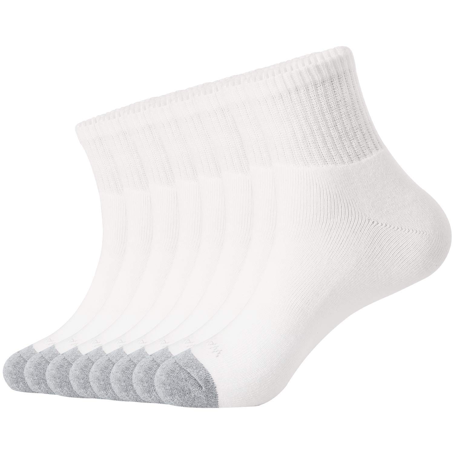 WANDER Men's Athletic Ankle Socks 3-8 Pairs Thick Cushion Running Socks for Men&Women Cotton Socks 7-9/9-12/12-15 (8 Pair A-white, Shoe Size: 4-6)