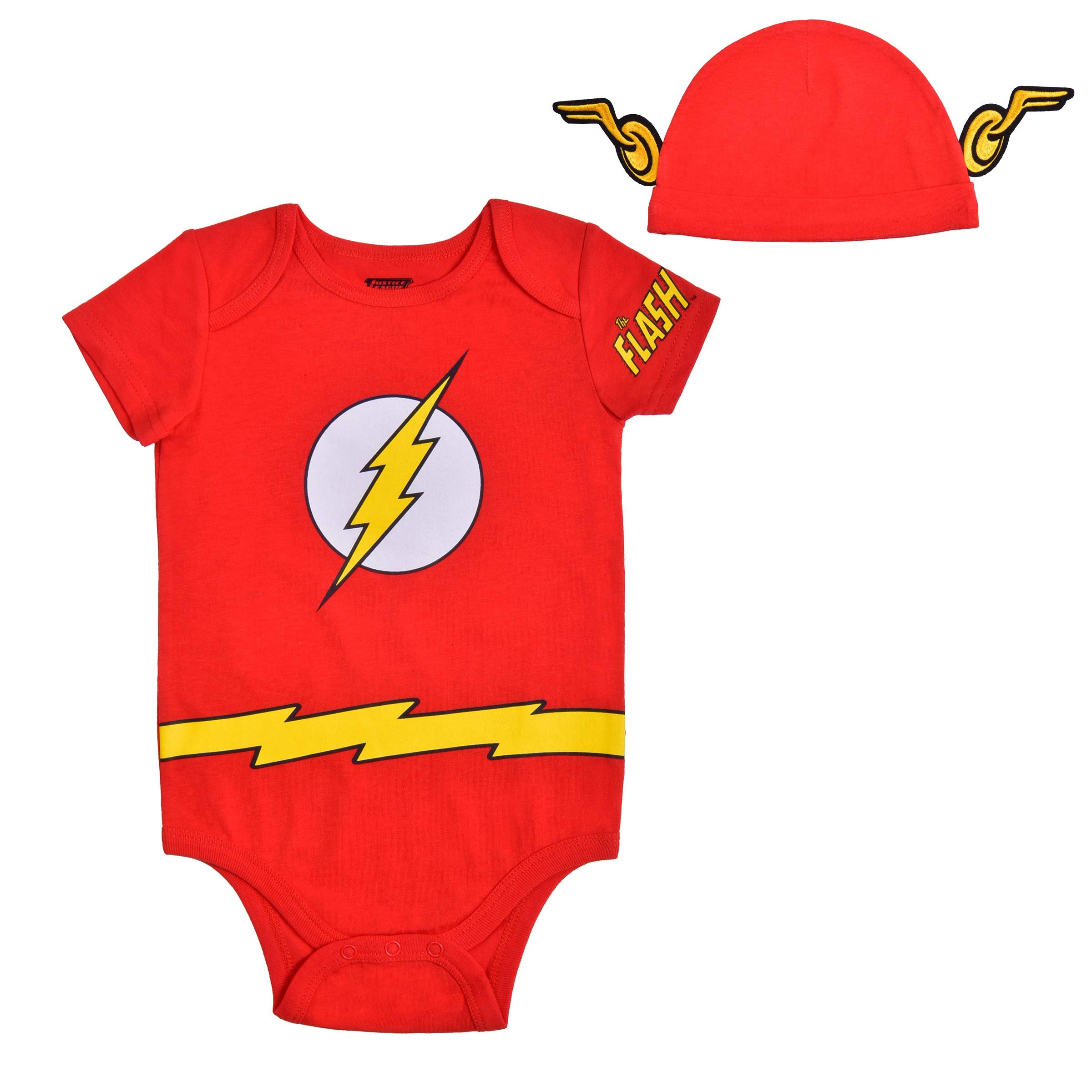 WARNER BROS The Flash Boys Short Sleeve Creeper with Cap for Newborn – Red