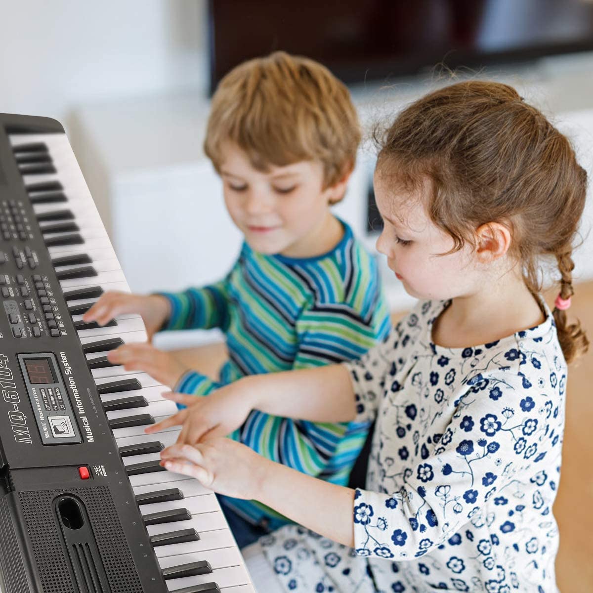 WOSTOO Kids Piano Keyboard, 61 Keys Multi-Function Electronic Keyboard Educational Toy, Rechargeable Portable Piano with Microphone Musical Instrument for Kids Beginners Girls Boys