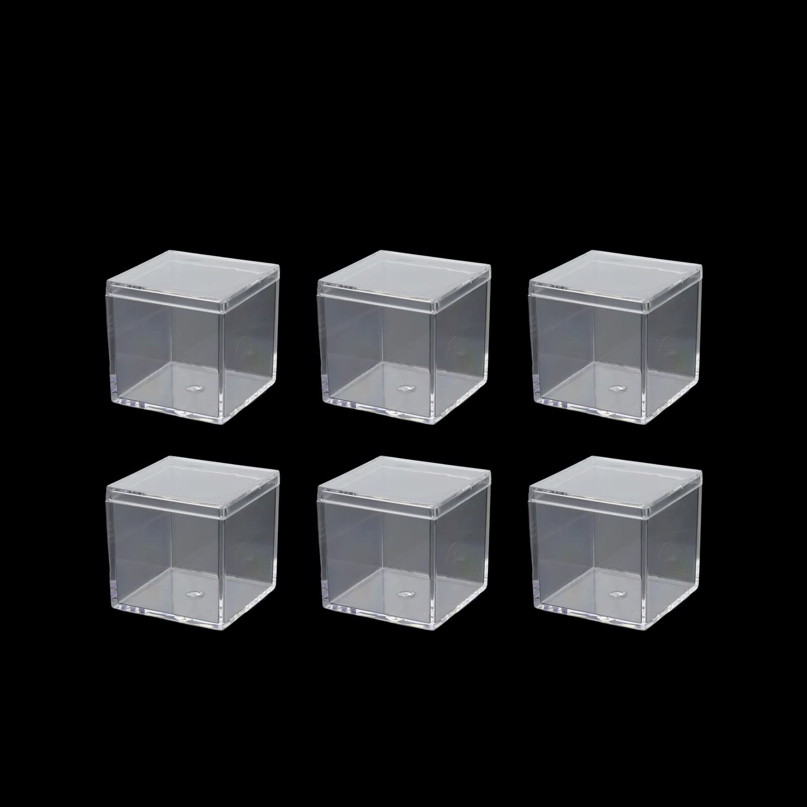 Wealrit 6 Pcs Mini Clear Acrylic Square Cub Boxes for Display Small Plastic Storage Boxes with Lid Tiny Jewelry Organize Containers(1.8 x 1.8 x 1.8 inch)