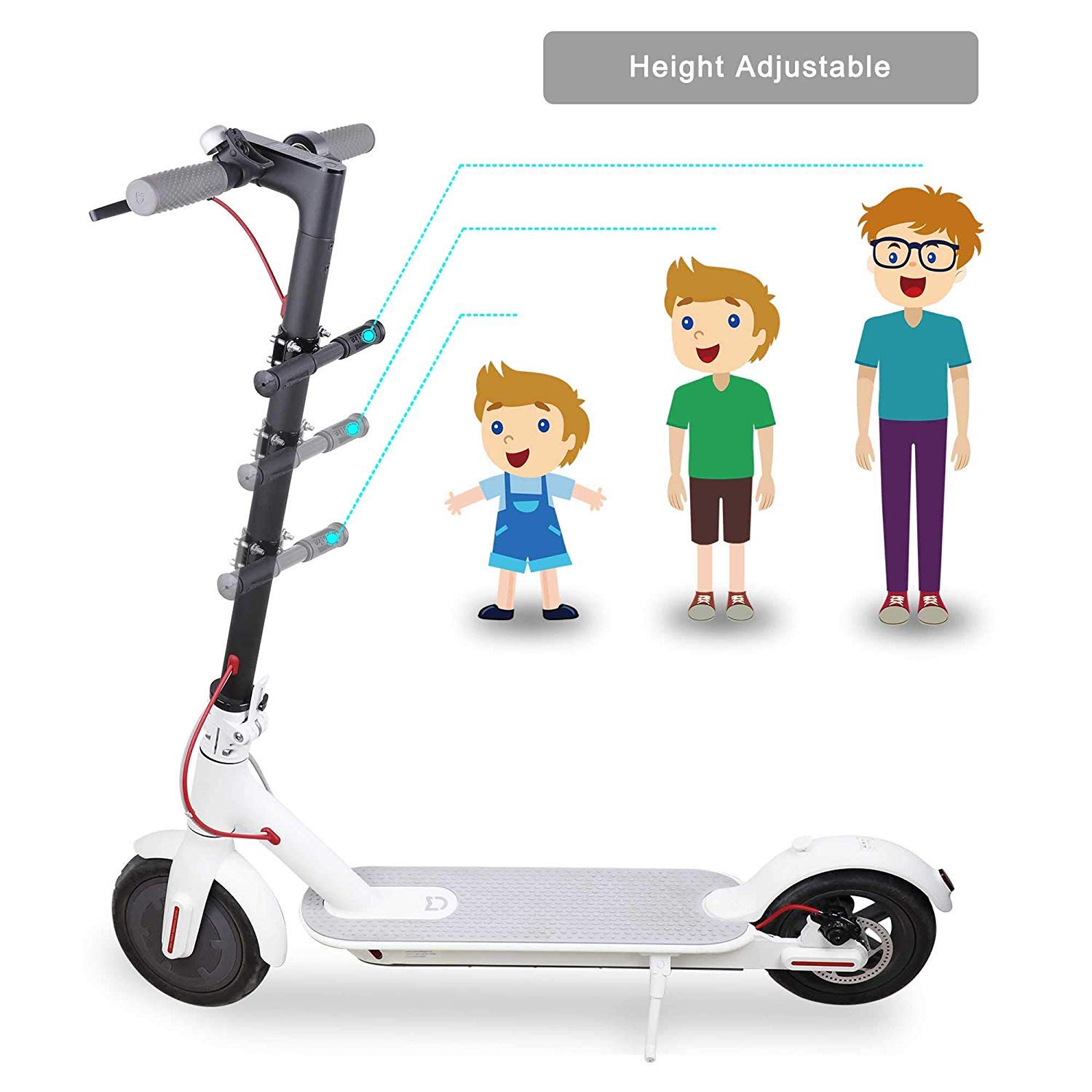 WELLSTRONG Kid Safe Handle Adjustable Grips Bar with Warning Light Replacement for Xiaomi Mijia M365 Electric Scooter Children's Handrail（Black）